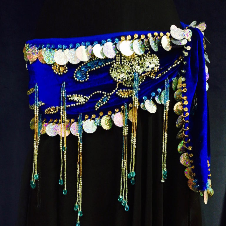 Blue Stretch Velvet Scarf | Amera's Palace Belly Dance Boutique